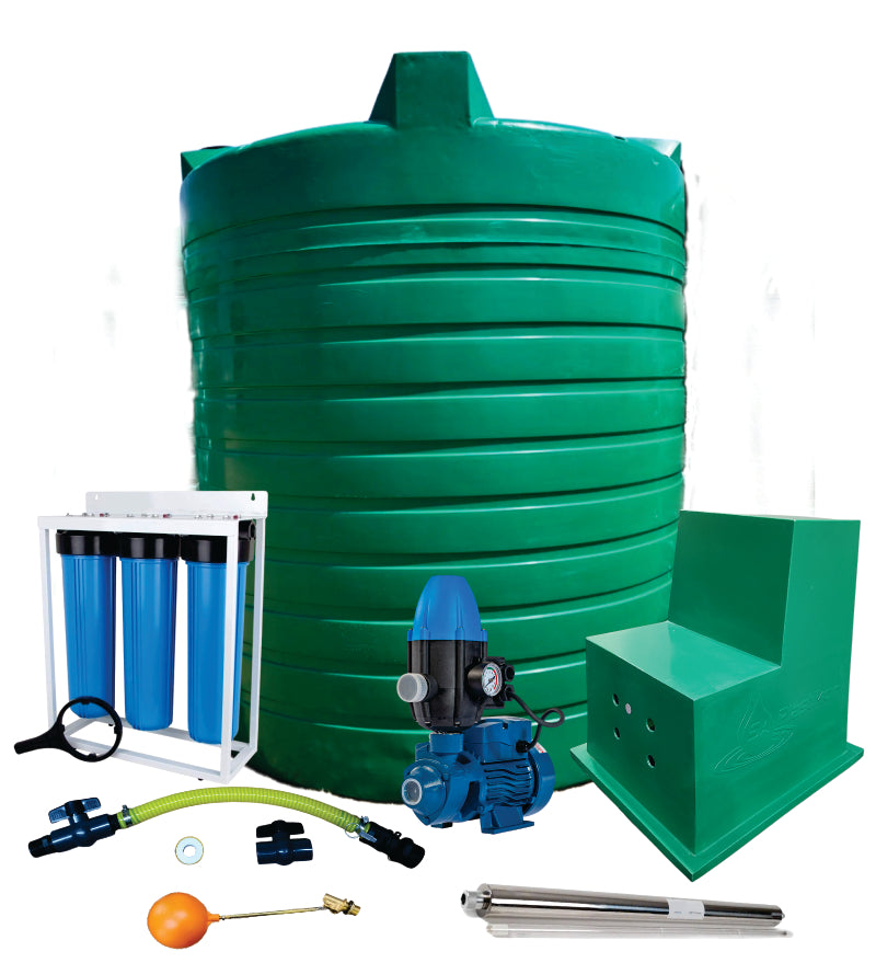 Water tank Combo Full House: 10 000l Water tank & 0.75kw Peripheral Wa - Flowbins