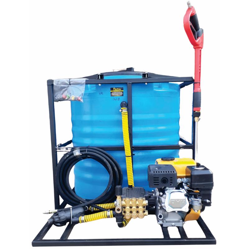 300l Mobile High Pressure Washer 6.5hp Petrol 186bar - Flowbins